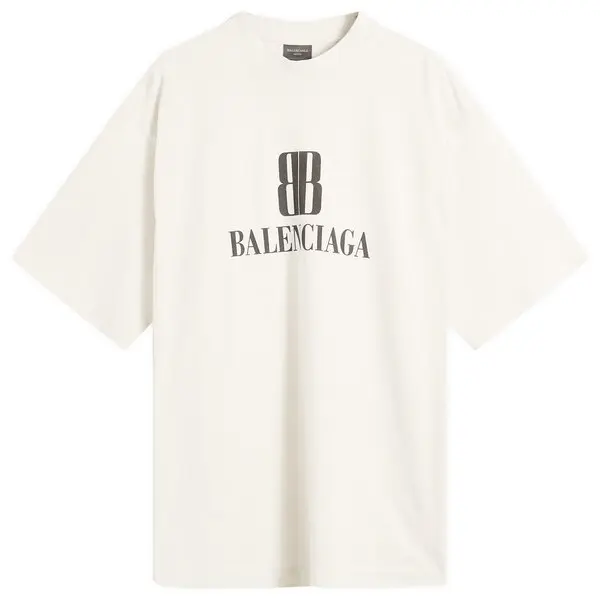 Tシャツ・カットソー Balenciaga Nano BB Logo Dry Jersey Medium Fit T-Shirt Balenciaga Nano Bb Logo Dry Jersey Fit T-Shirt - Dirty White